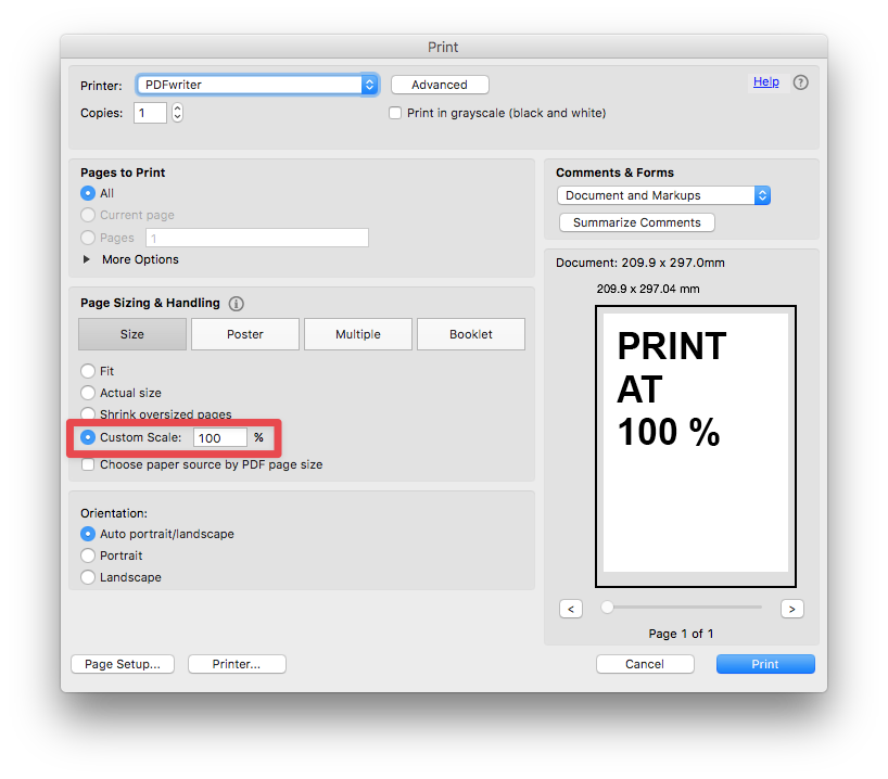 macinteract - Print to Scale