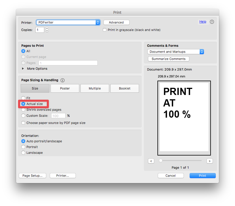 macinteract - Print to Scale